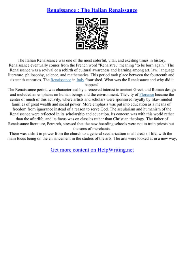 Italian Renaissance Essay | PDF | Fine Art
