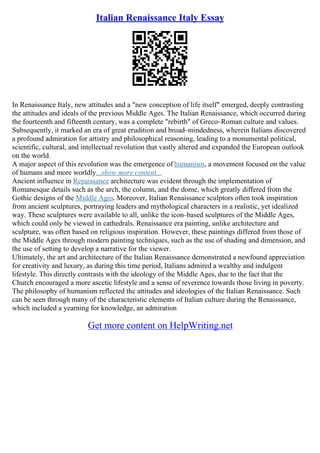 Italian Renaissance Essay | PDF