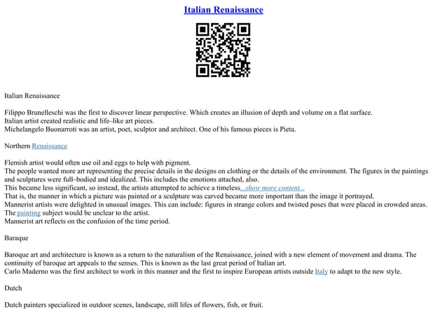 Italian Renaissance Essay | PDF