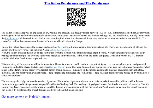Italian Renaissance Essay | PDF