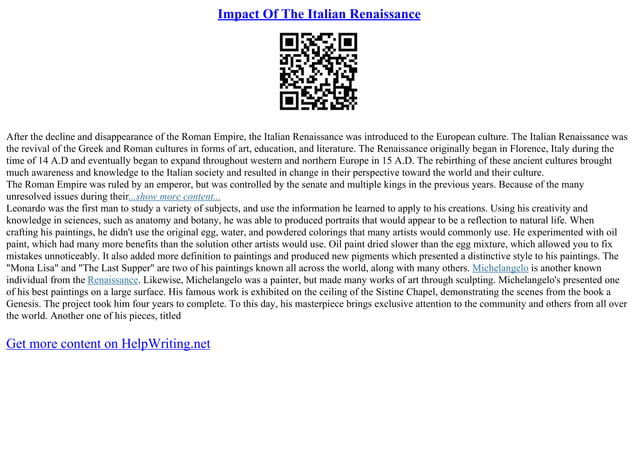 Italian Renaissance Essay | PDF