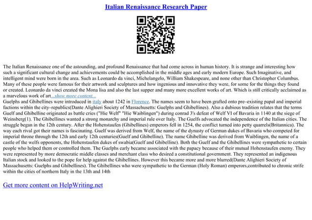 Italian Renaissance Essay | PDF
