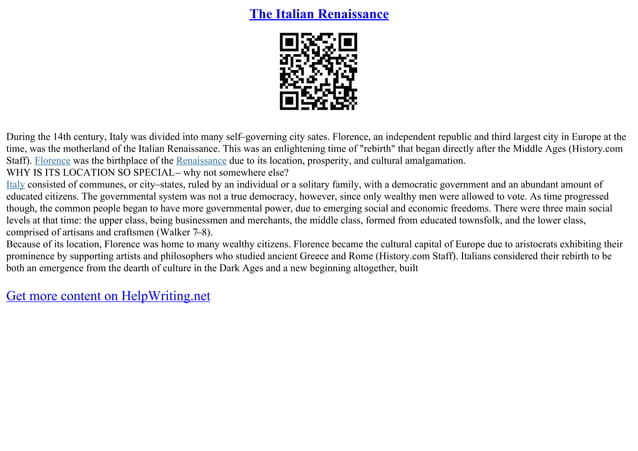 Italian Renaissance Essay | PDF