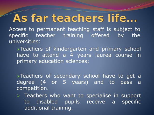 Italian school system | PPTX | Professional School | Postgraduate Education