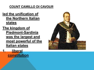 Camillo Di Cavour Northern Italy