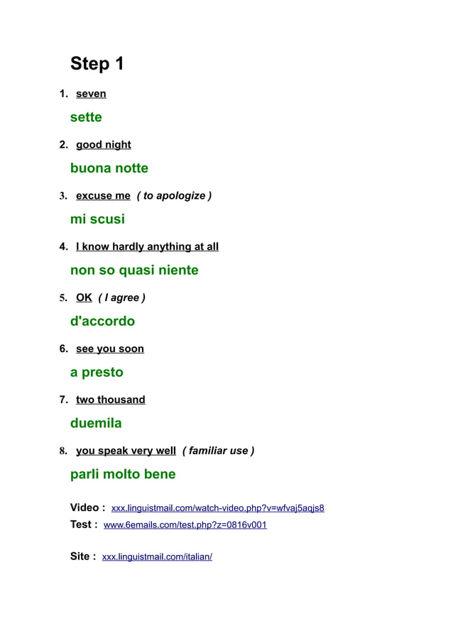 [vh01] Italian Vocabulary 80 Words, Expressions and Sentences | PDF