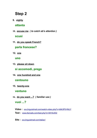 [vh01] Italian Vocabulary 80 Words, Expressions and Sentences | PDF
