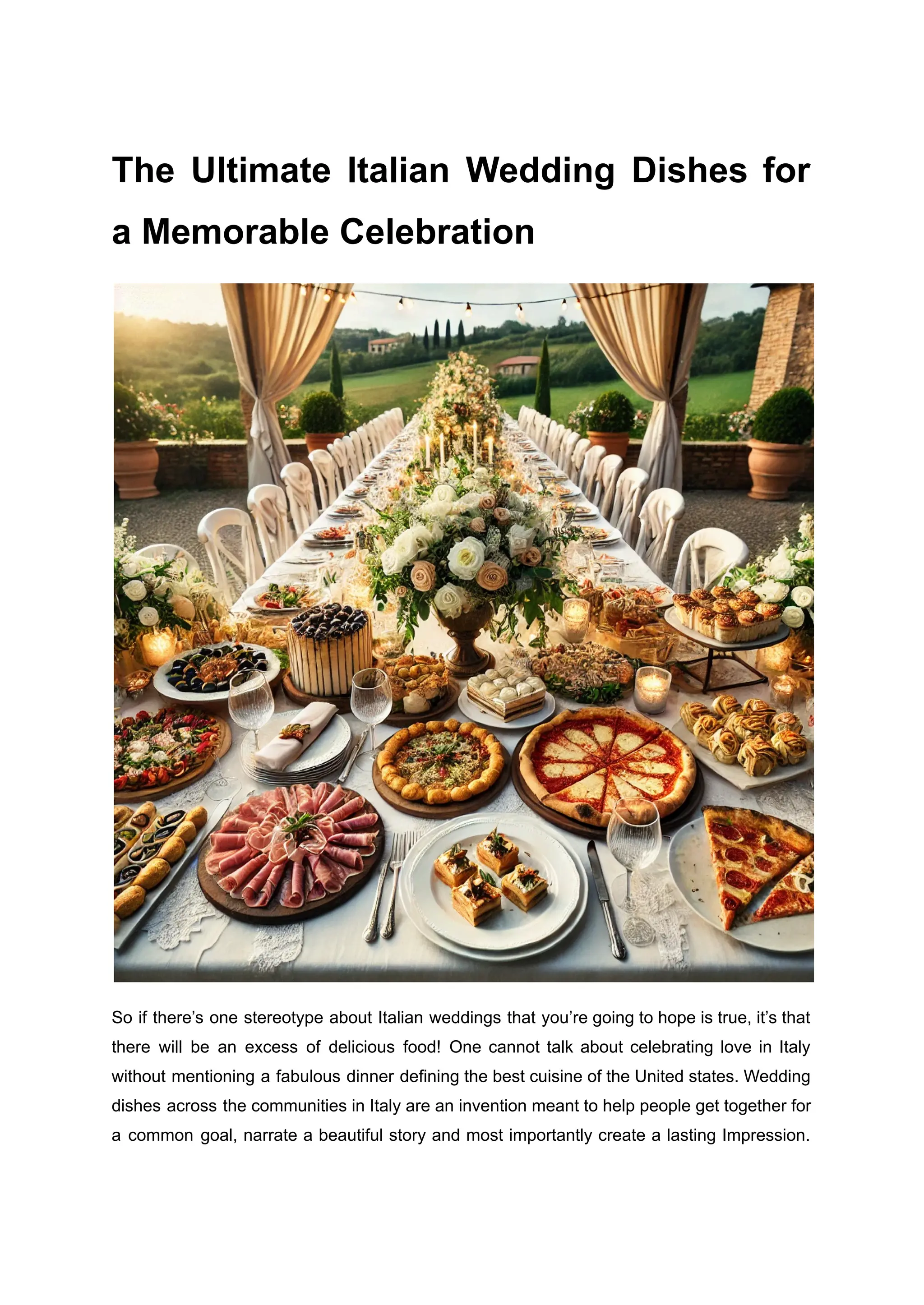 The Ultimate Italian Wedding Dishes for a Memorable Celebration | PDF