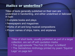 Italics & Underlines | PPT
