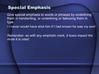 Italics & Underlines | PPT