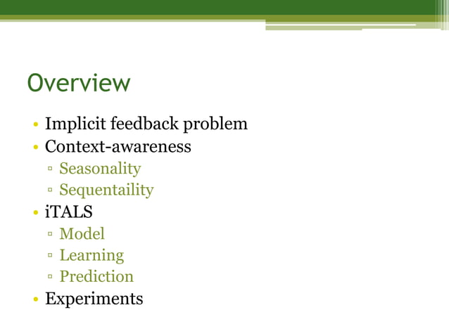 Fast ALS-Based Tensor Factorization for Context-Aware Recommendation from Implicit Feedback ...