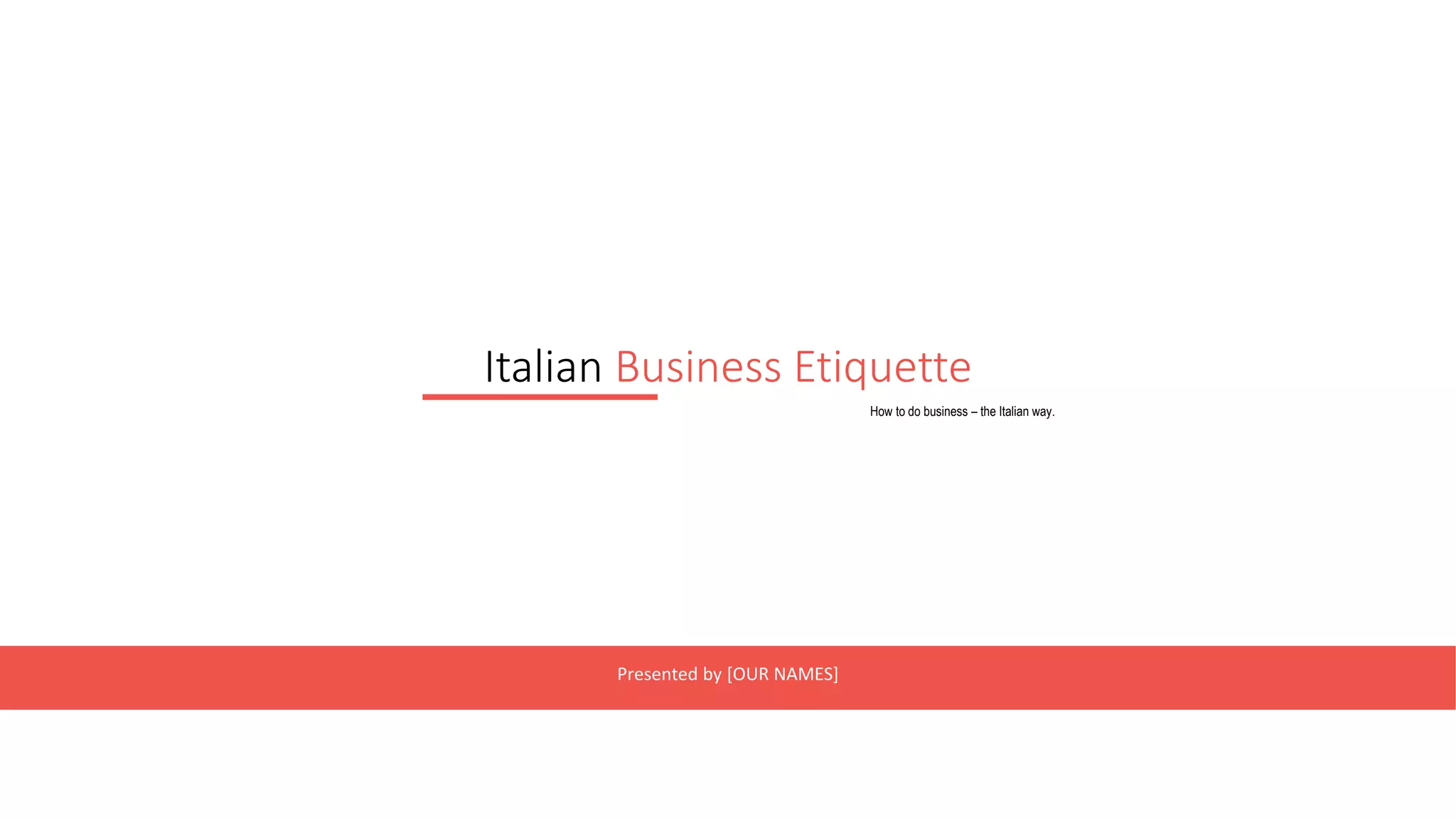 Italian Business Culture | PPTX
