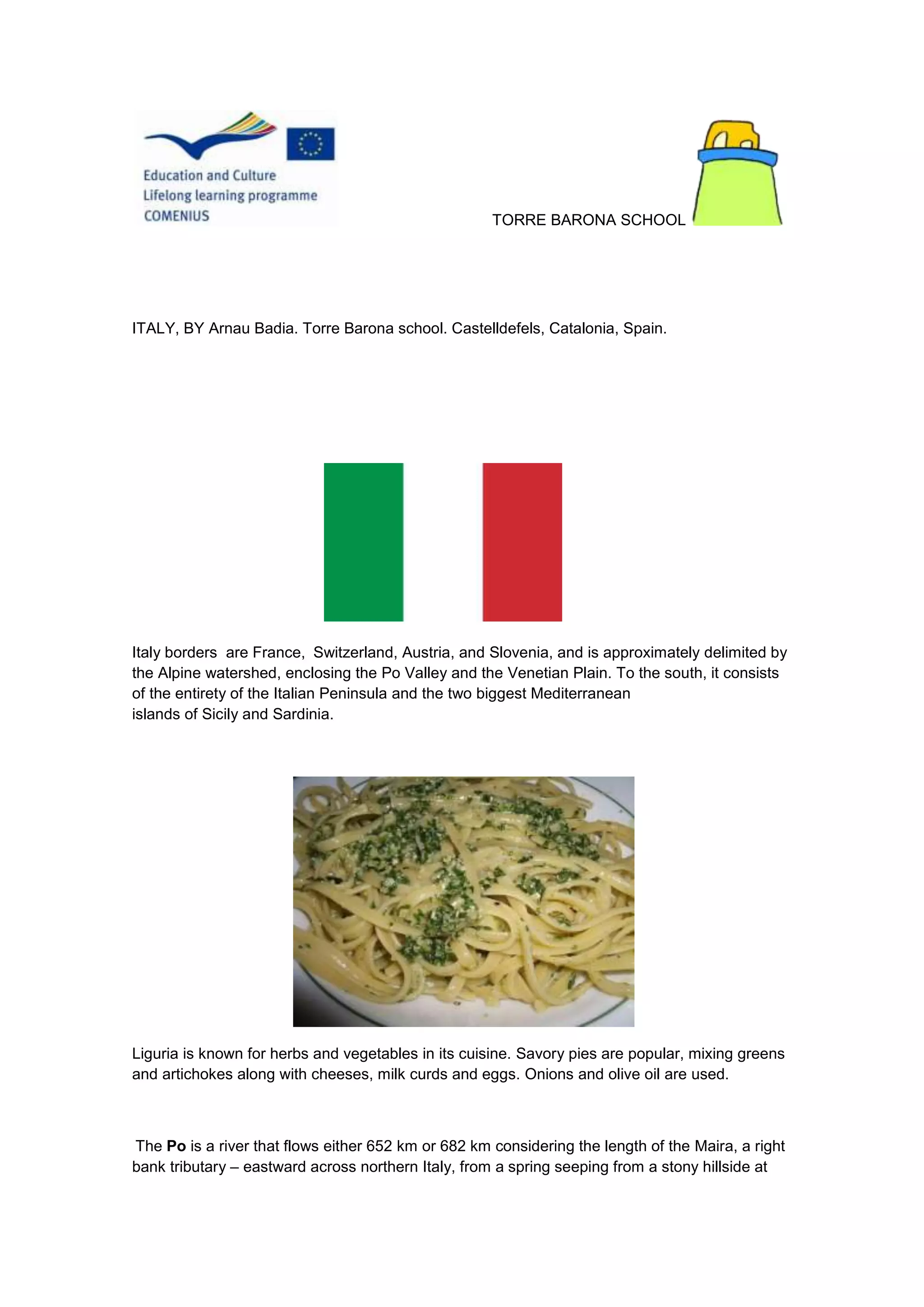 Italy, by Arnau Badia, Torre Barona school, Catalonia | DOCX | Europe ...