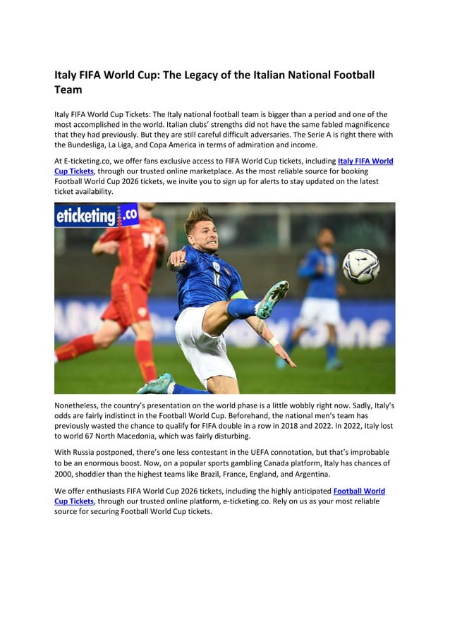 Italy FIFA World Cup The Legacy of the Italian National Football Team.docx
