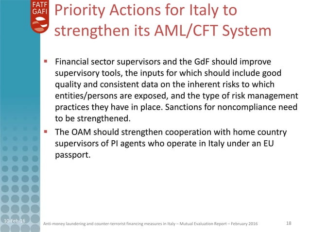 Mutual Evaluation of Italy - Key findings, ratings and priority actions ...