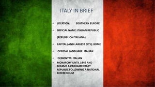 Italy politics and social lives | PPTX
