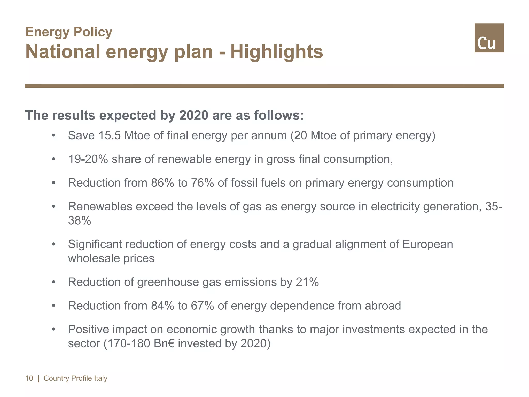 Italy, shifting focus from renewables’ towards energy efficiency | PDF