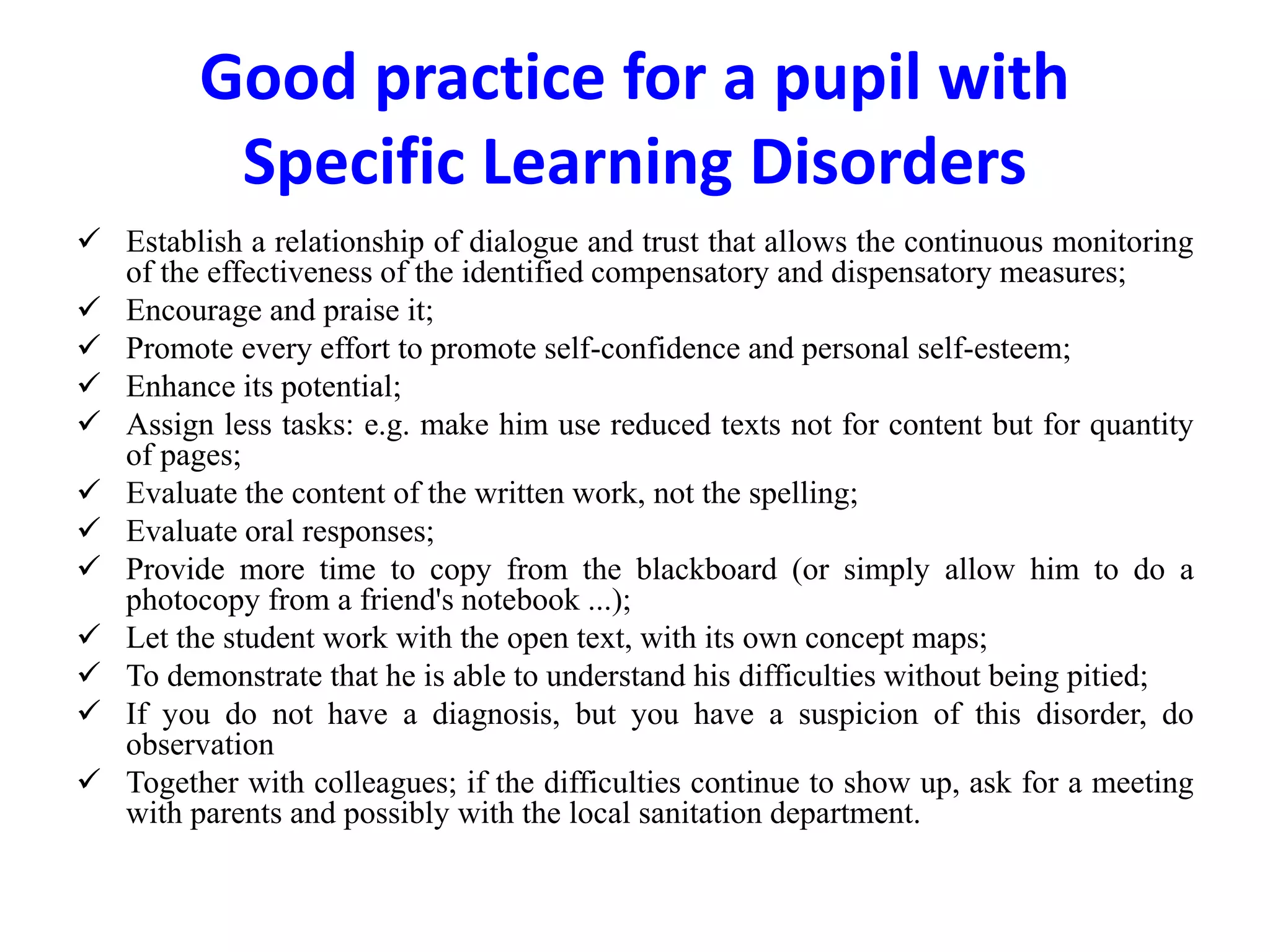 Italy specific learning disorders in english | PPT