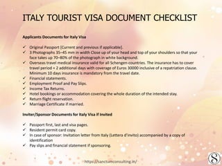 Italy Tourist Visa Process and Documents Required | PPTX