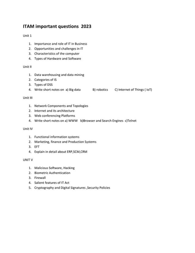 ITAM important questions 2023.docx