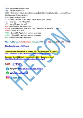 IT Related Full Form (Computer Information Technology Full Forms) | PDF
