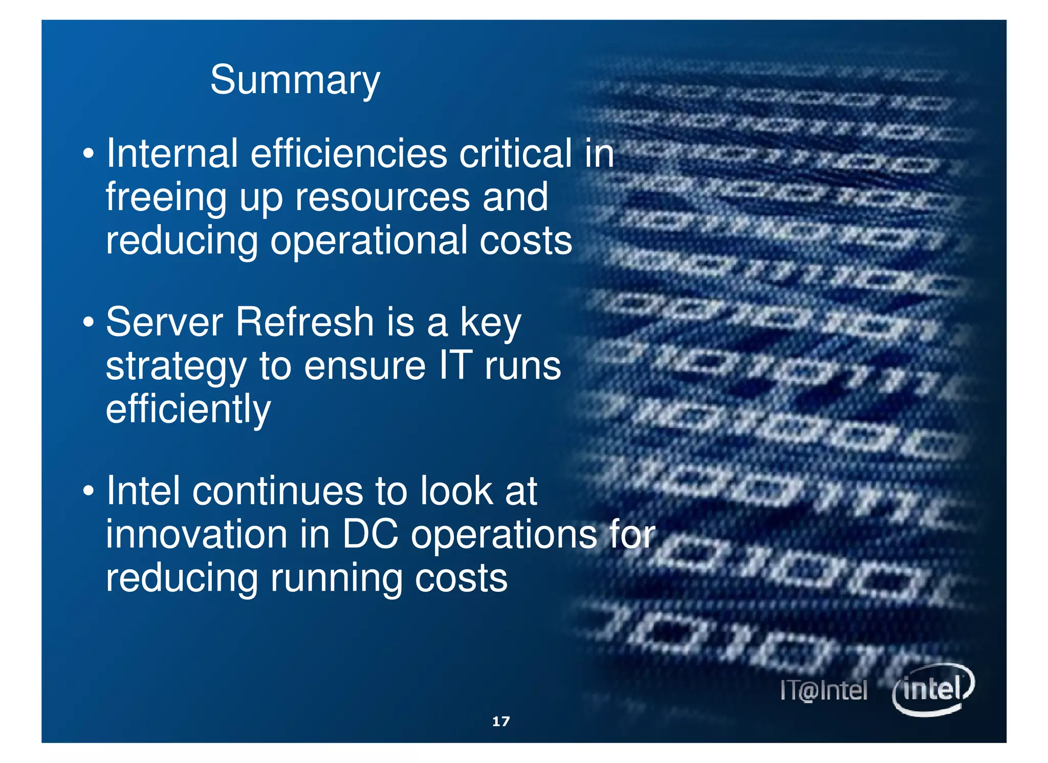 Intel Server & Data Center Optimization Plan | PDF