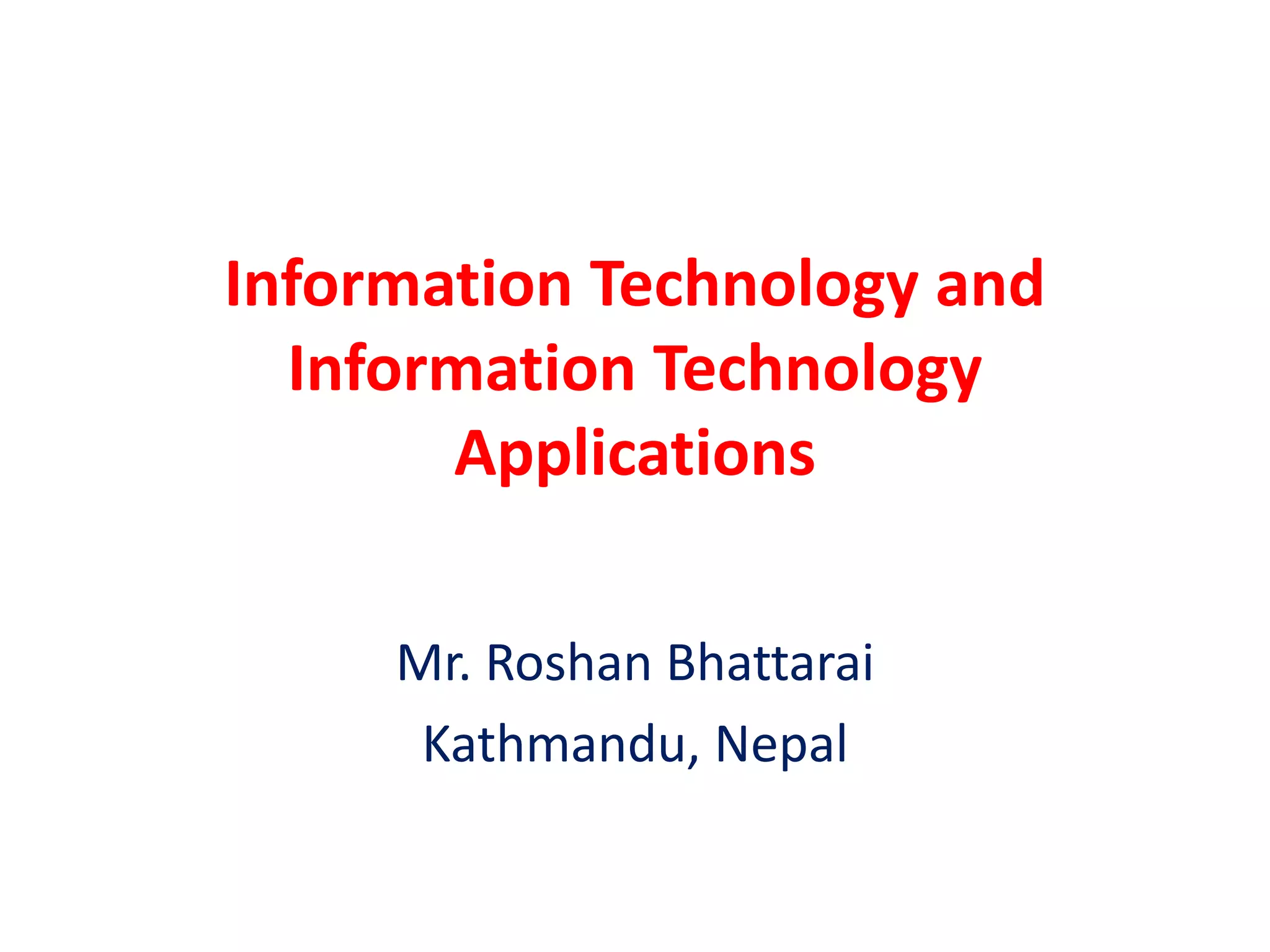 Information Technology and its Applications | PDF