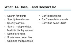 Introduction to ITA Matrix and Advanced Routing Language - Chicago ...
