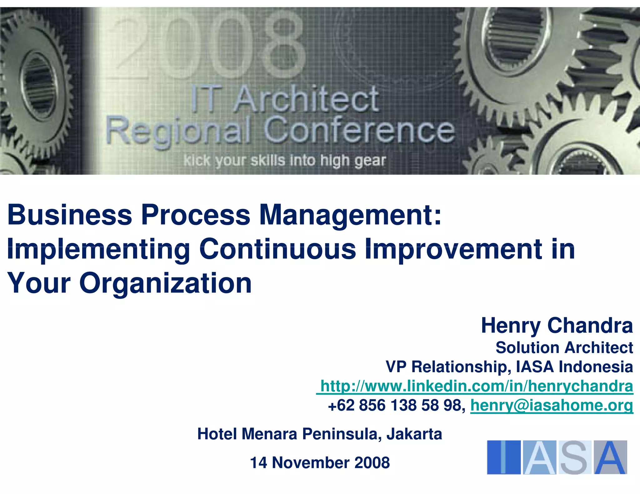 Business Process Management: Implementing Continuous Improvement in ...