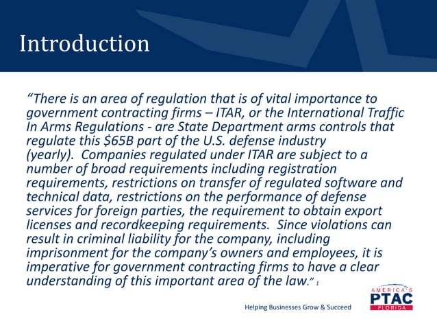 ITAR overview for PTAC clients | PPT