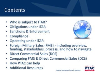 ITAR overview for PTAC clients | PPT