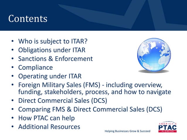 ITAR overview for PTAC clients | PPT