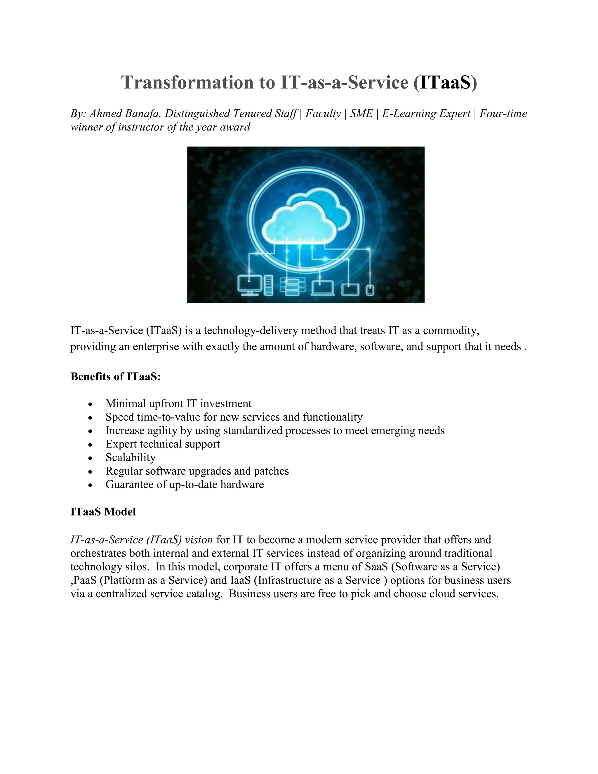 Transformation to IT-as-a-Service (ITaaS) | PDF