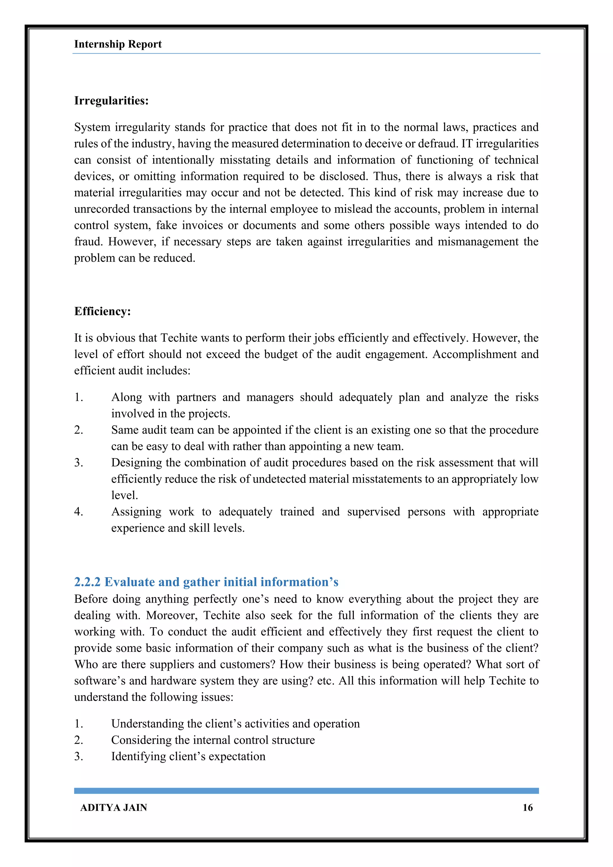 IT Audit - Internship Report | PDF