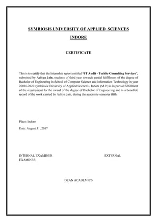 IT Audit - Internship Report | PDF