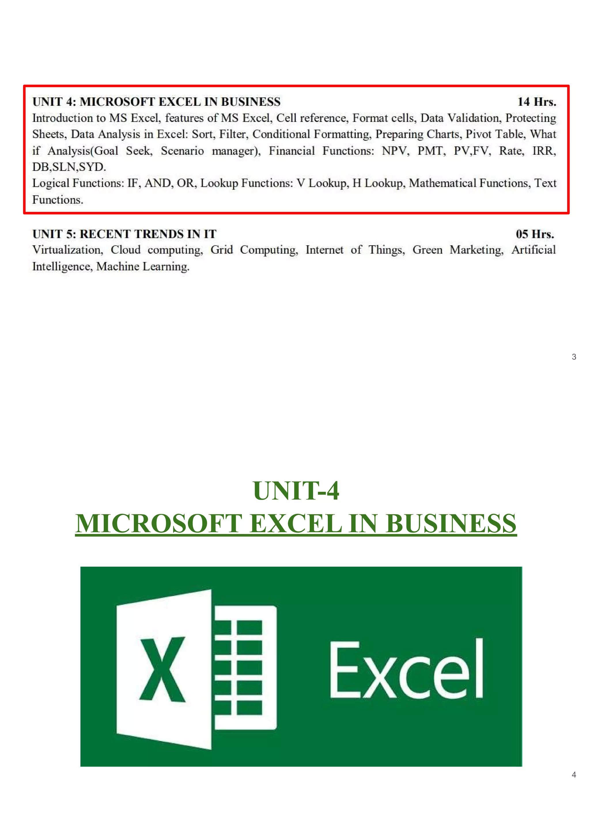 MICROSOFT EXCEL IN BUSINESS | PDF