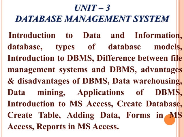 ITB - UNIT 3.pdf | Databases | Computer Software and Applications