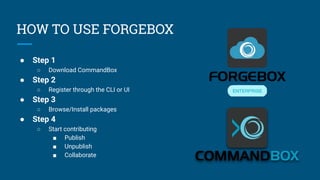 ITB2019 ForgeBox Enterprise : Private Software Directory - Javier Quintero | PPT