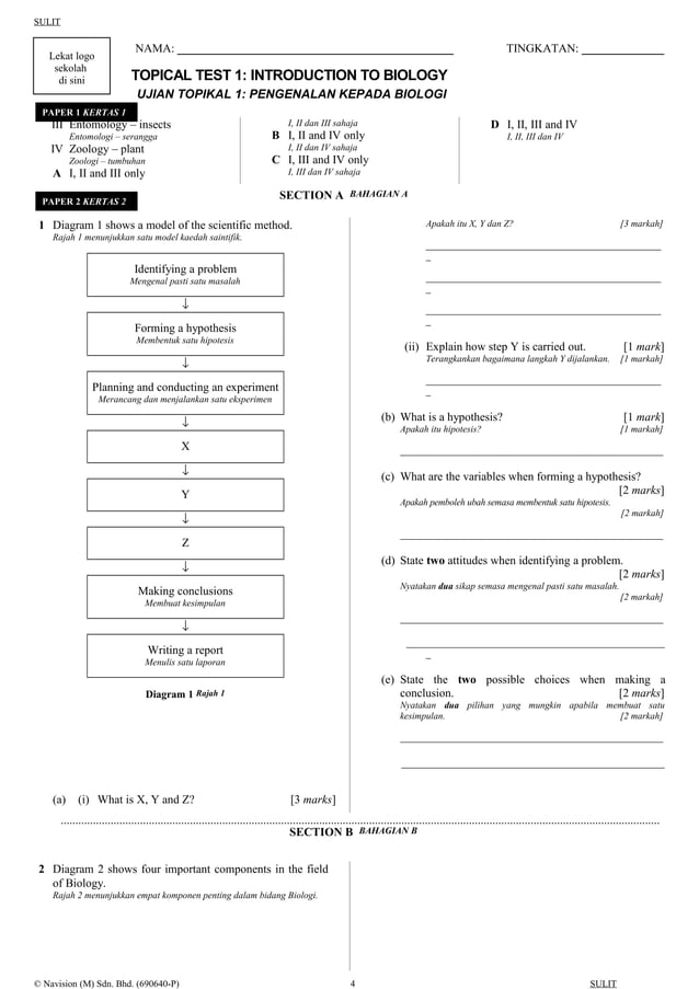 It bio f4 topical test 1 (bl) | DOC