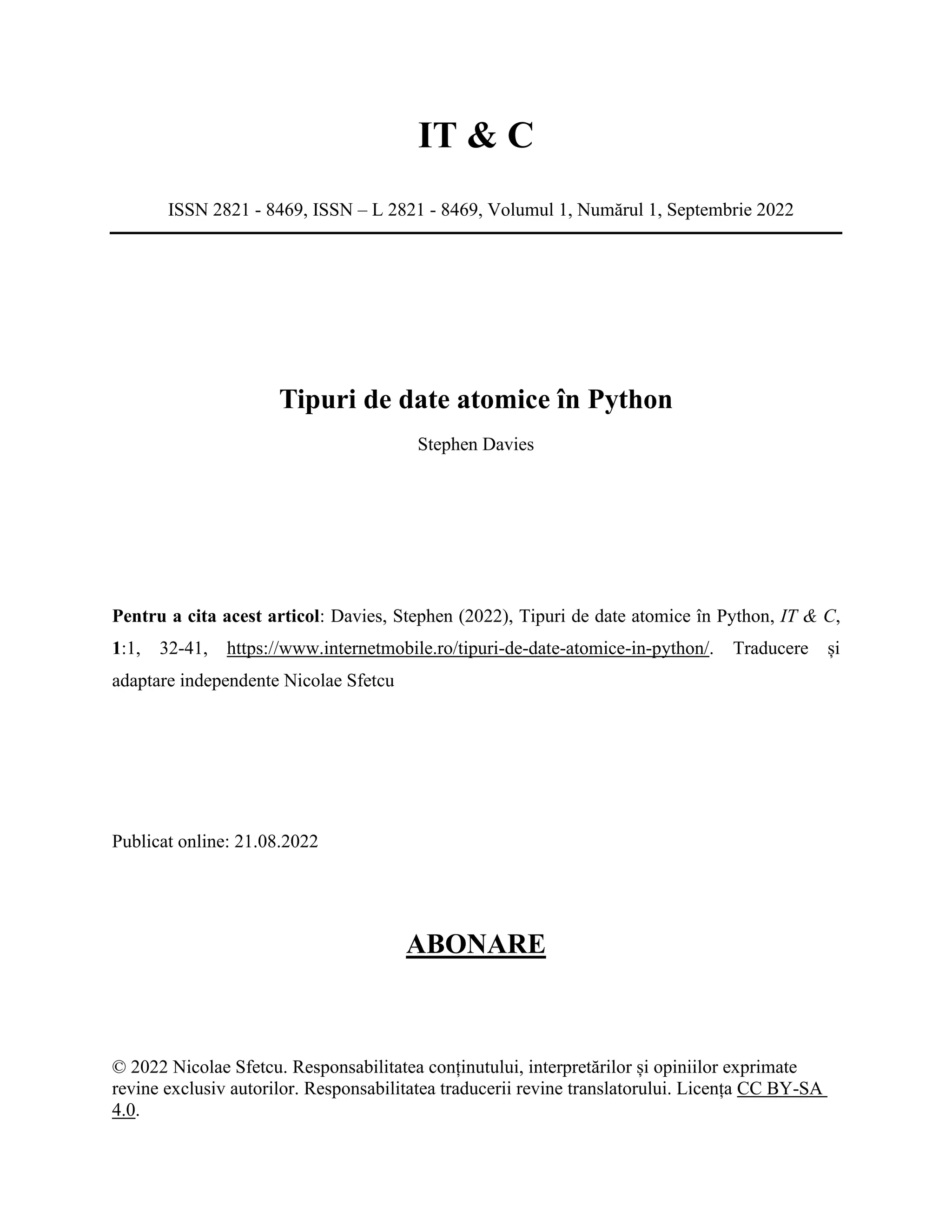 Tipuri de date atomice în Python | PDF