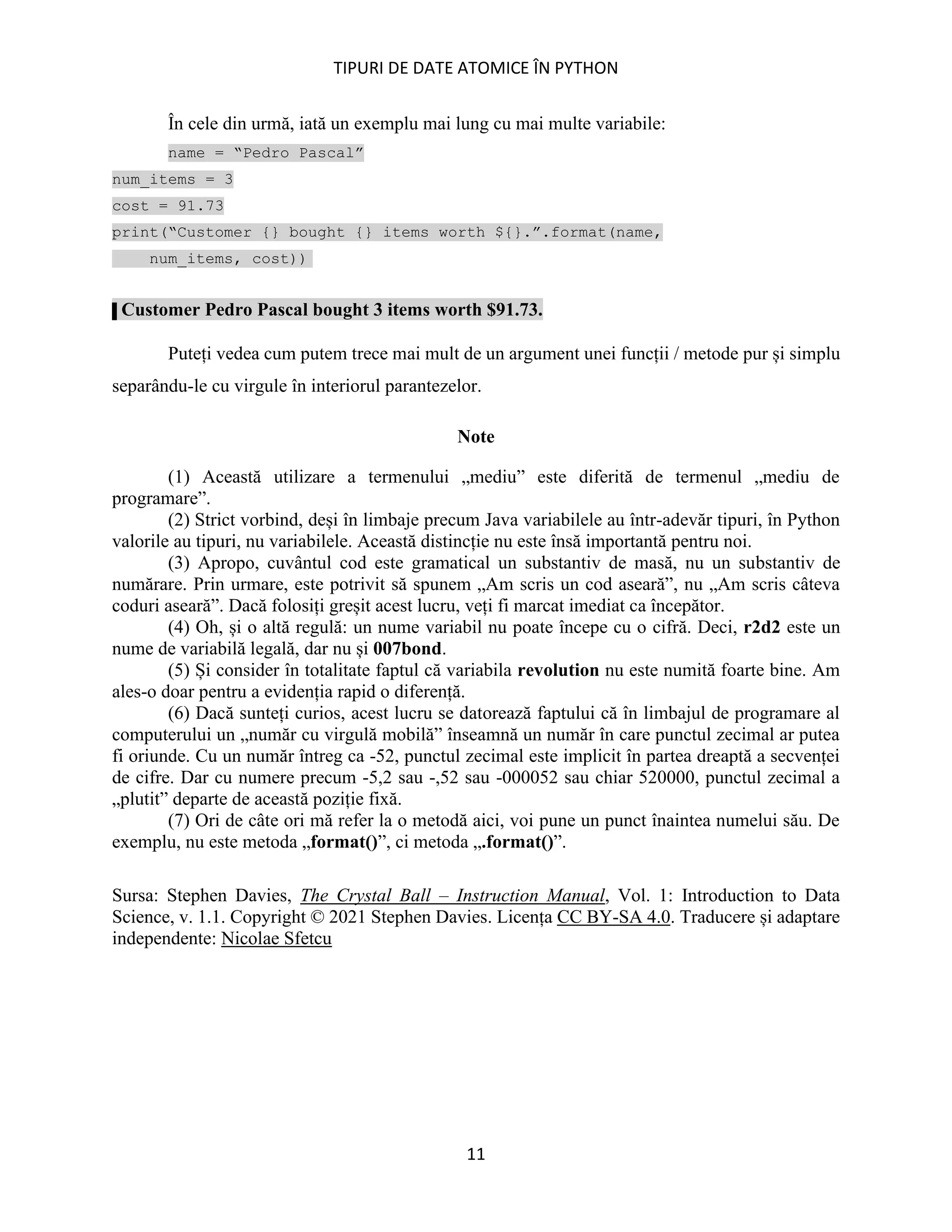 Tipuri de date atomice în Python | PDF