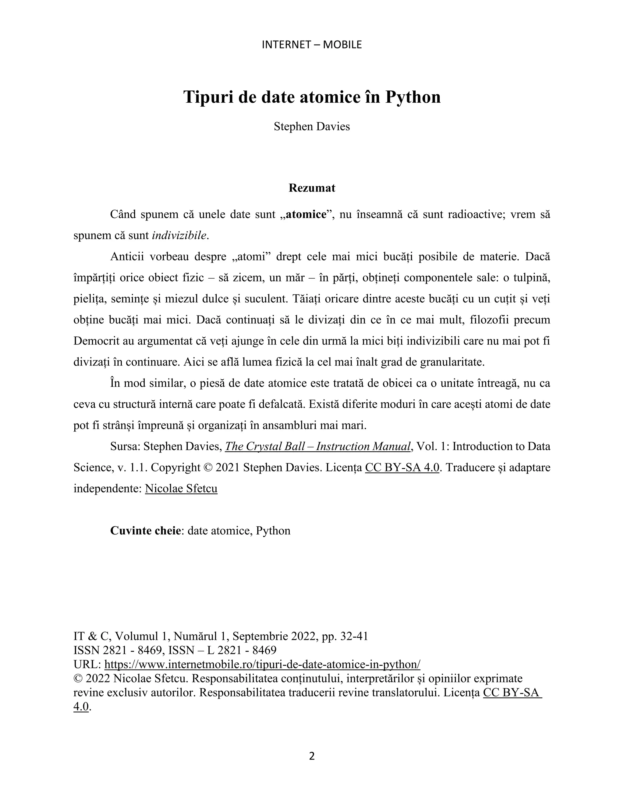 Tipuri de date atomice în Python | PDF