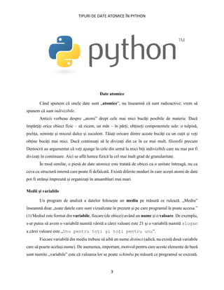 Tipuri de date atomice în Python | PDF