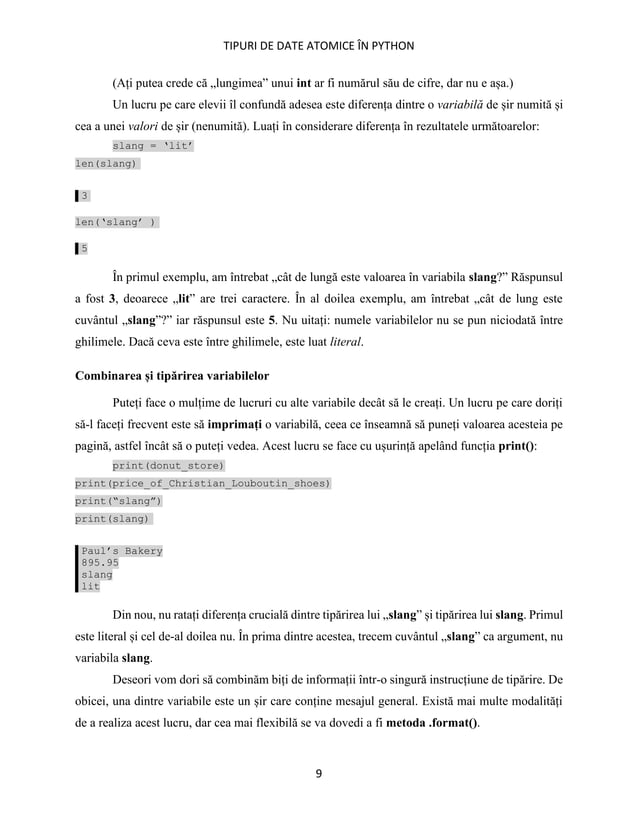 Tipuri de date atomice în Python | PDF