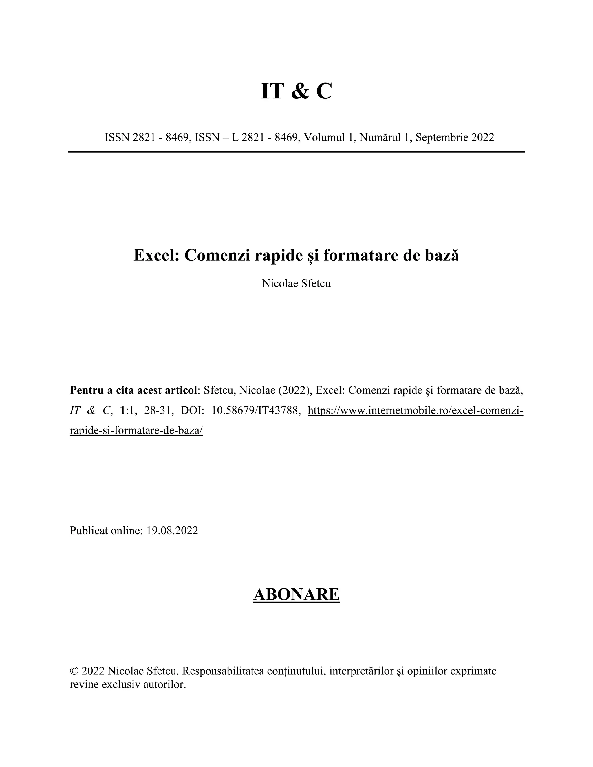 Excel: Comenzi rapide și formatare de bază | PDF