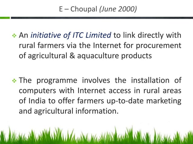 ITC e-Choupal and Saagar | PPTX | Internet | Computing