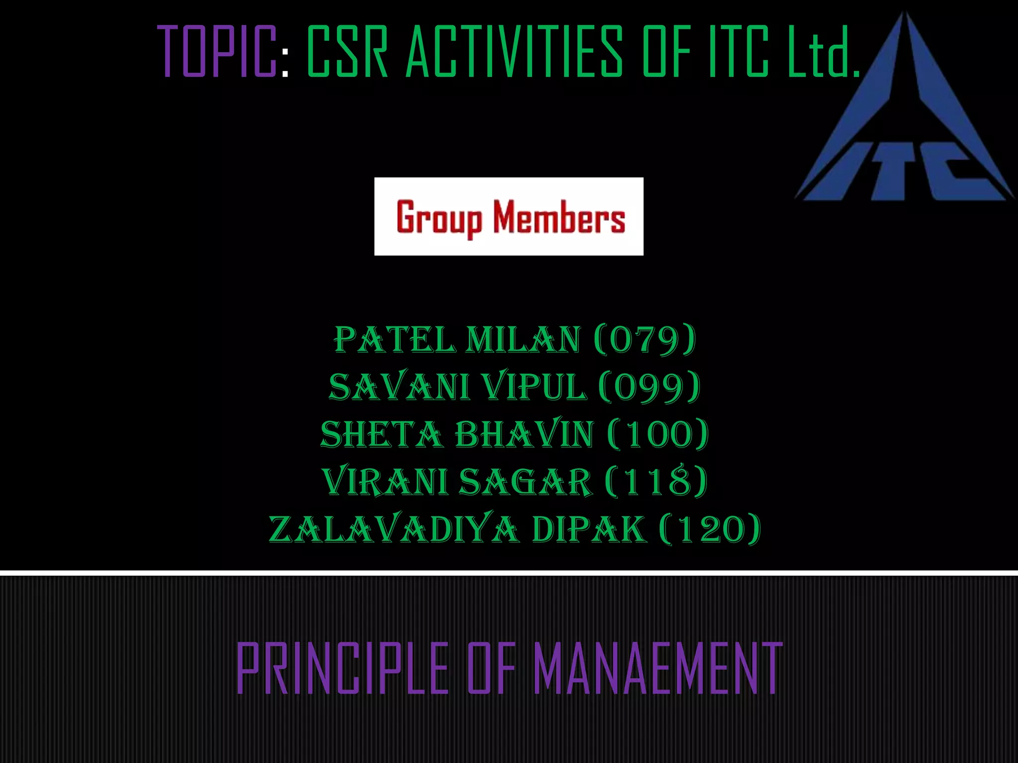 ITC CSR PROJECT | PPTX