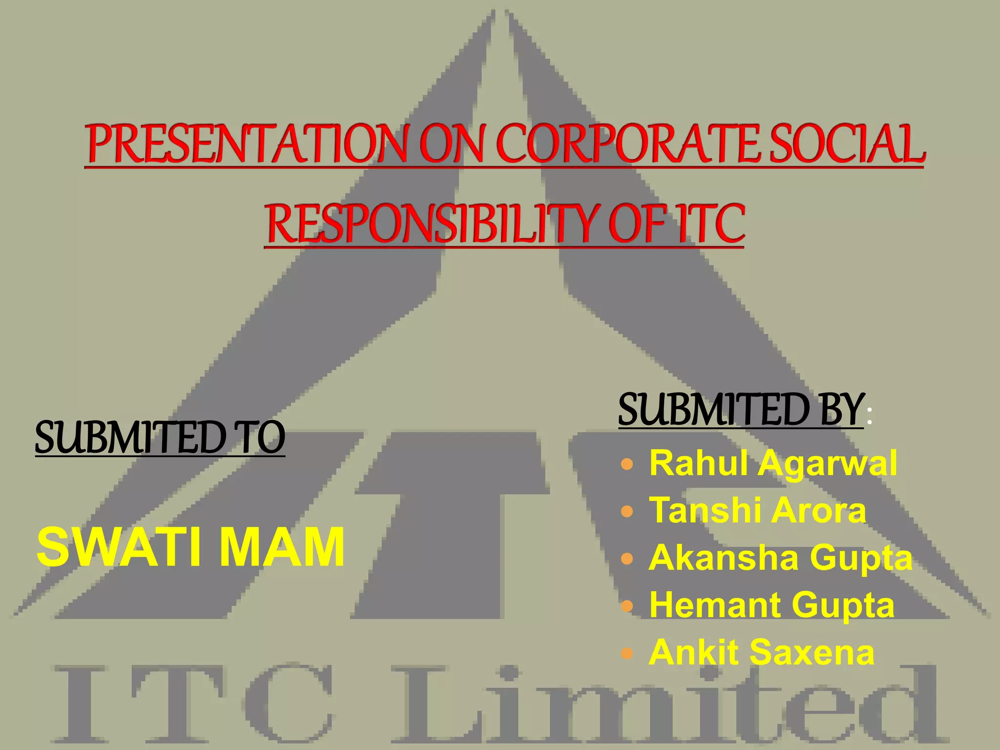 CSR of ITC Pvt. Ltd. | PPTX