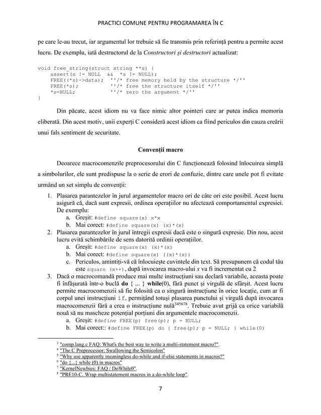 Practici comune pentru limbajul de programare în C | PDF