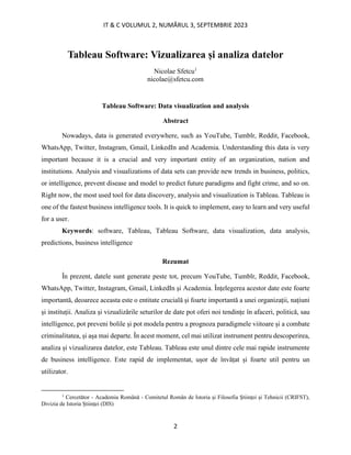 Tableau Software: Vizualizarea și analiza datelor | PDF